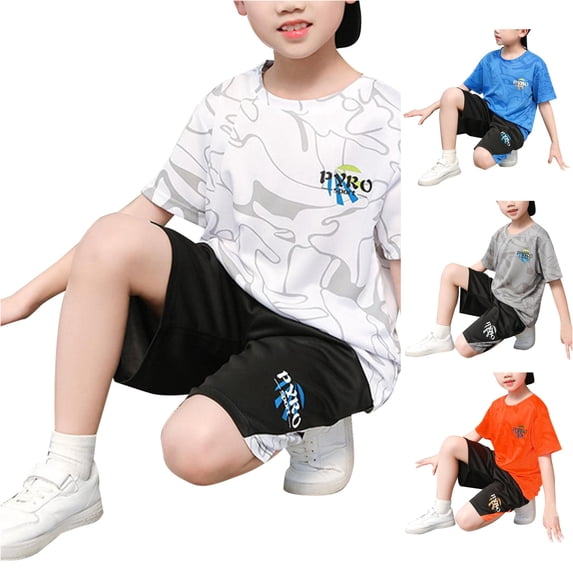 AWZXDE Summer Boys Quick Drying Sports Set Wicks Sweat Short Sleeved ...