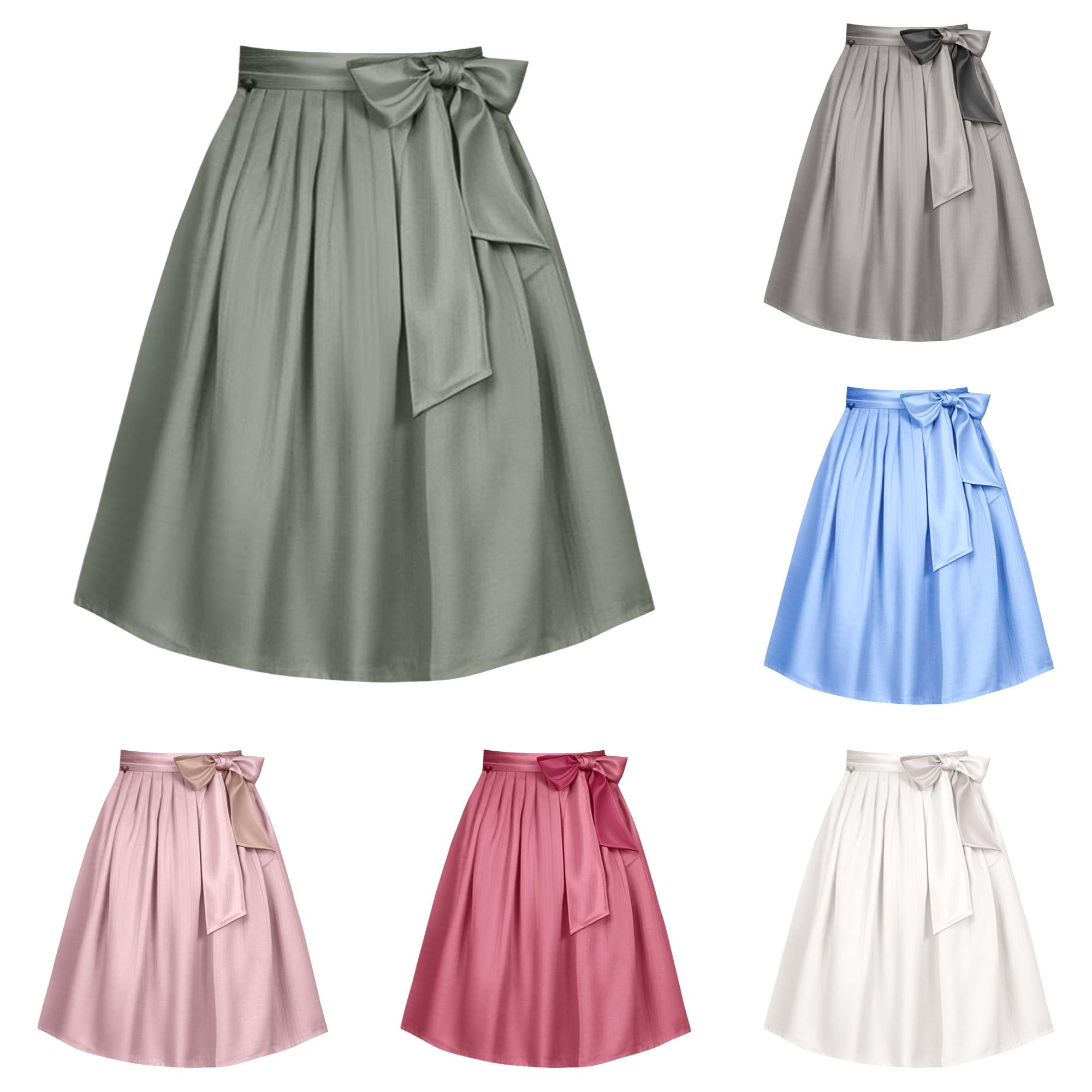 AWZXDE Summer Skirts for Women Solid Apron Style Half Skirt Traditional ...