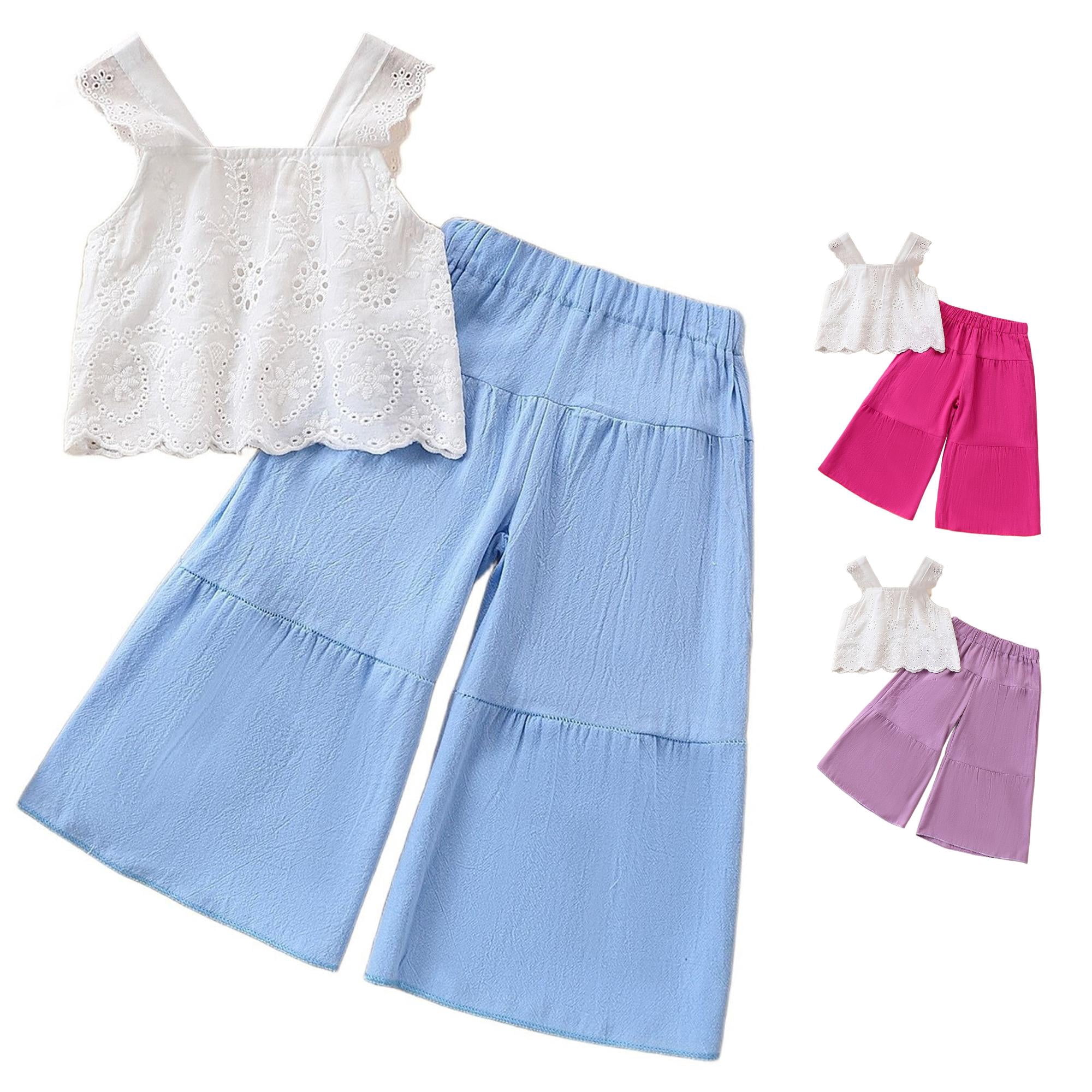 AWZXDE Summer Toddler Girl Camisole Outfit Lace Smocked Sleeveless Tank ...