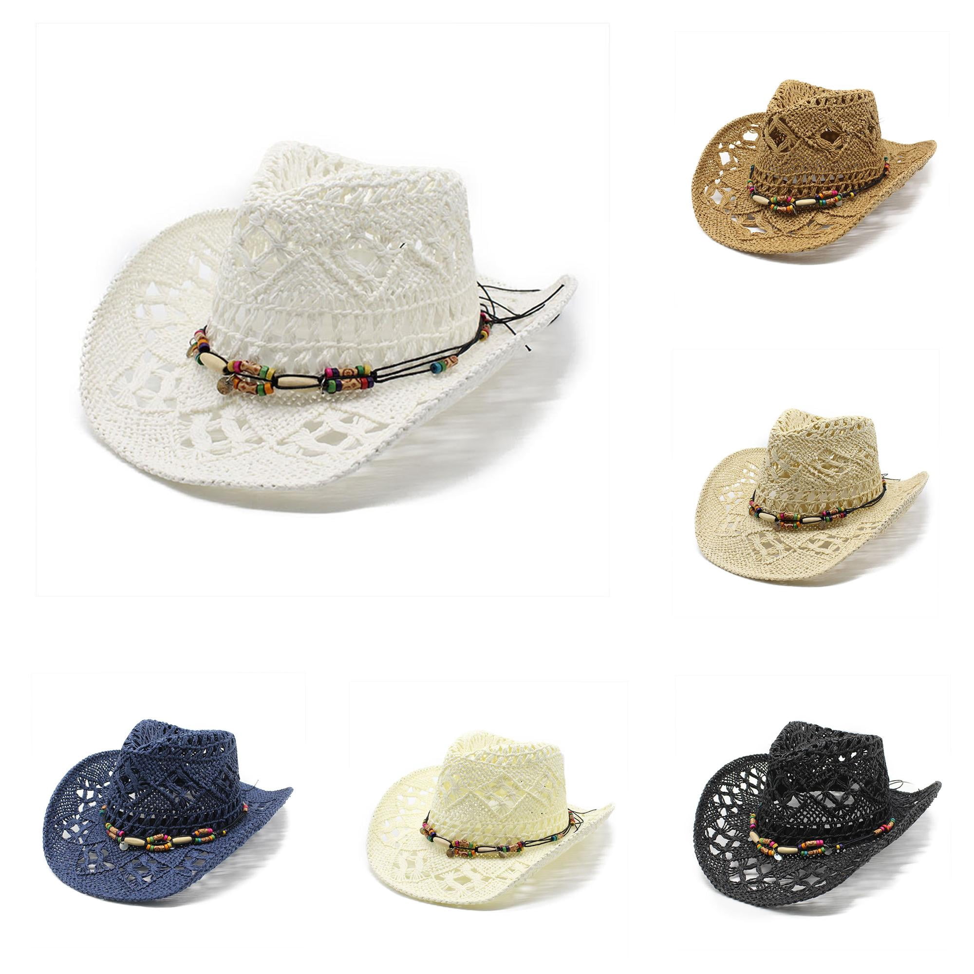 AWZXDE Sun Hats for Women Men Summer Western Cowboy Hat Shapeable Straw ...