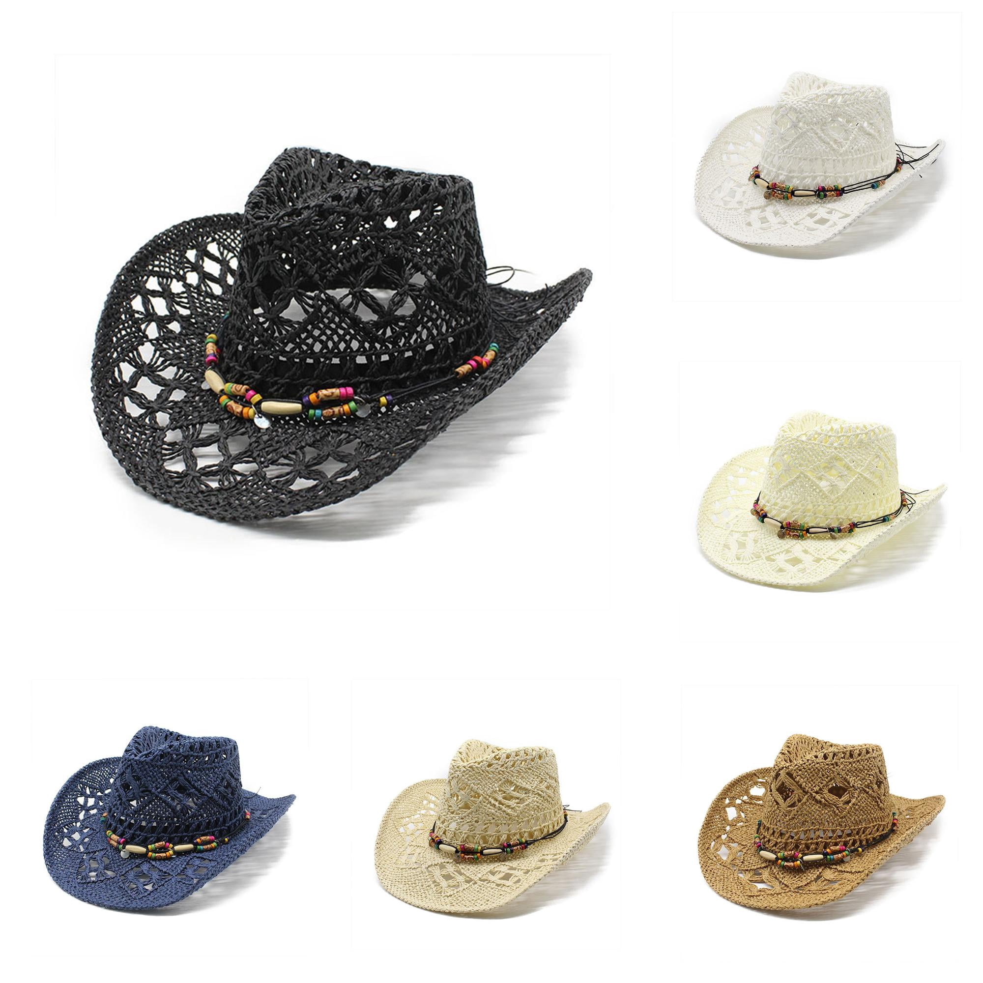 AWZXDE Sun Hats for Women Men Summer Western Cowboy Hat Shapeable Straw ...