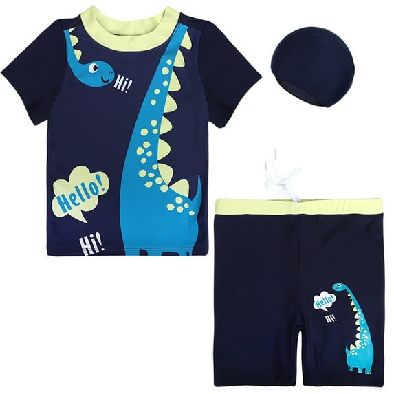 AWZXDE Toddler Boys 3-Piece Swim Set Short Sleeve Rash Guard Shirt and ...