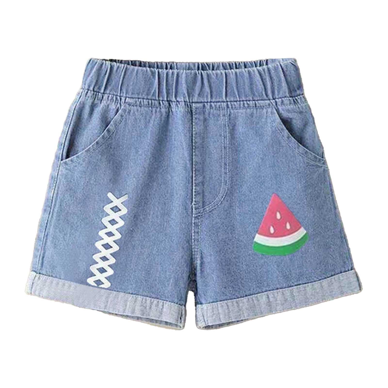 AWZXDE Toddler Girls Denim Shorts For Girls With Watermelon And Egg ...