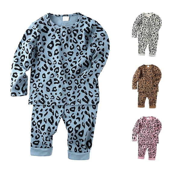 AWZXDE Toddler Girls Leopard Print Long Sleeve T Shirt Tops And Pants ...