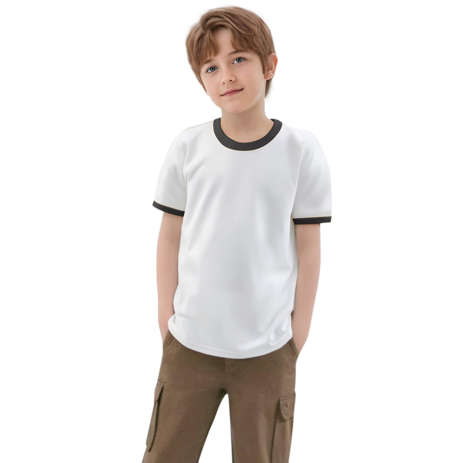 AWZXDE Toddler Kids Boys Girls Color Block Short Sleeve Crewneck T ...