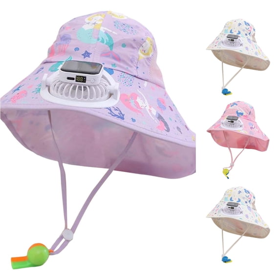 AWZXDE UPF 50+ Solid Color Solar Fan Beach Hat With Built-In USB ...