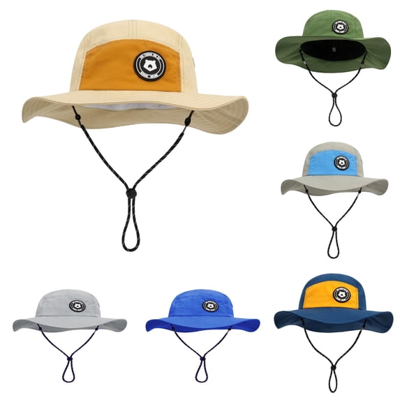 AWZXDE UPF 50+ Wide Brim Bucket Beach Sun Hat With Bear Logo For ...