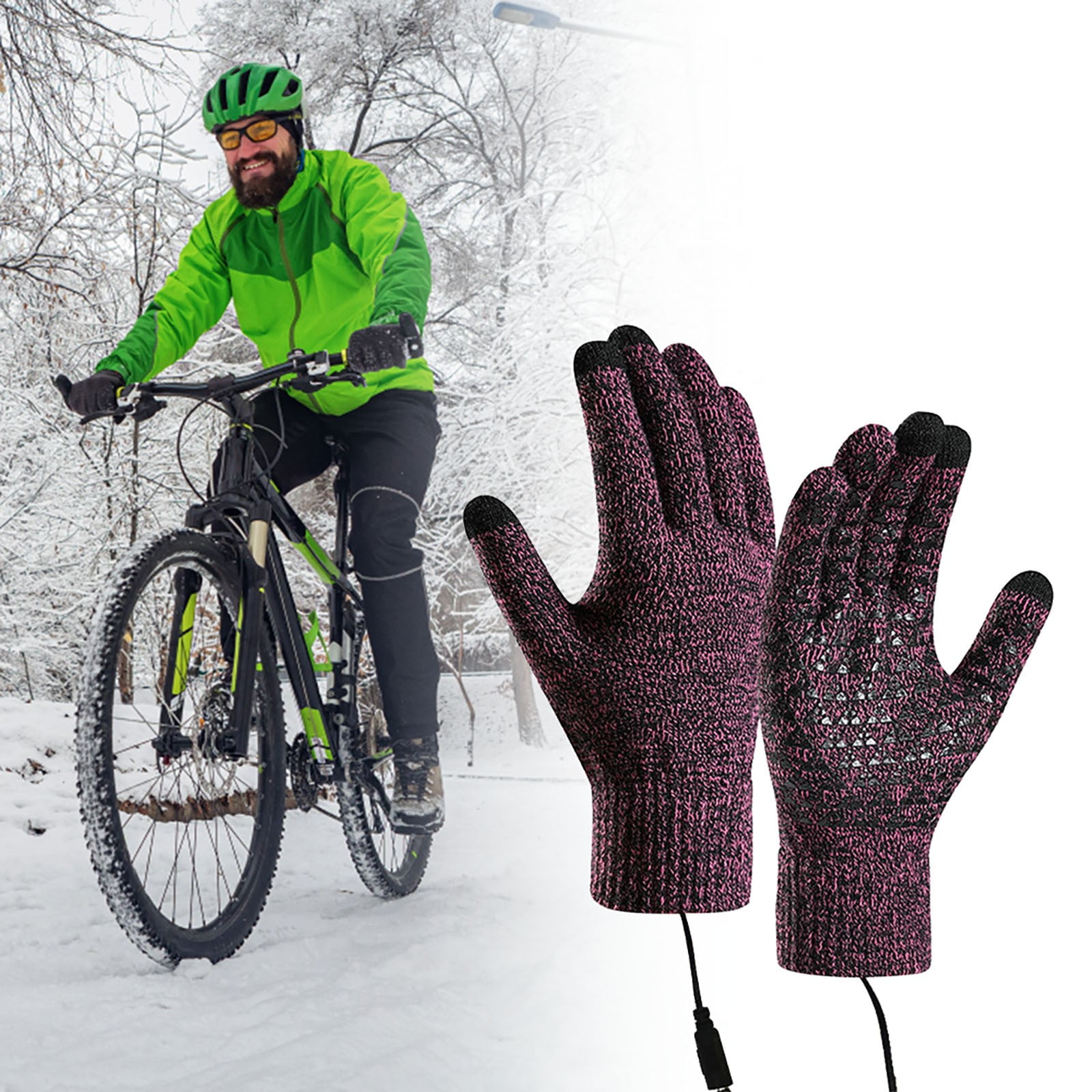 AWZXDE USB Heating Knitted Gloves Winter Warm Touchscreen Cycling Cold ...