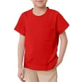 AWZXDE Unisex Kids Basic Short Sleeve Solid Color Pocket T Shirt Crew ...