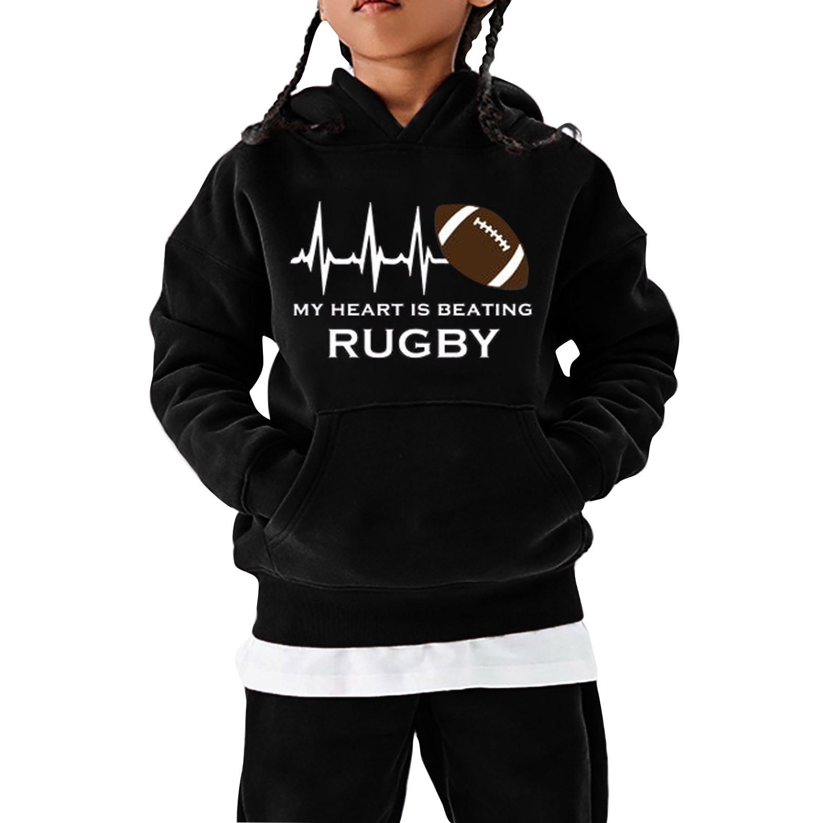 AWZXDE Unisex Kids Cute Letter Print Solid Color Pullover Hoodie for ...