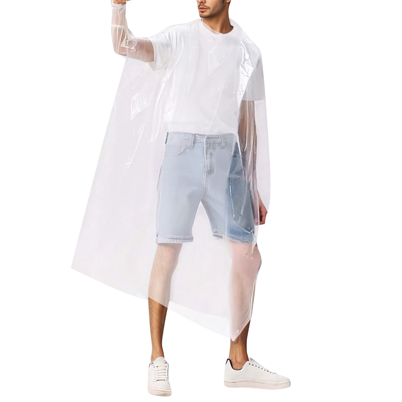 AWZXDE Unisex Long-Sleeve Hooded Trench Poncho - Oversized Rain Cape ...