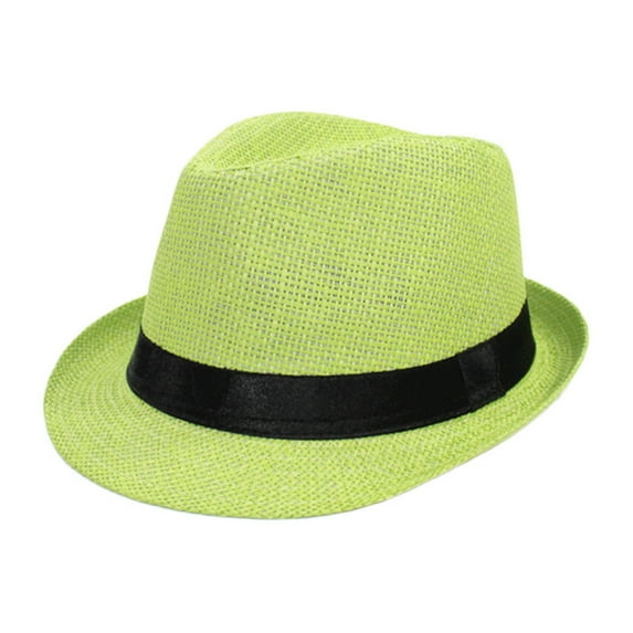 AWZXDE Unisex Simple Casual Small Brim Straw Hat With a Chin Tie Design ...