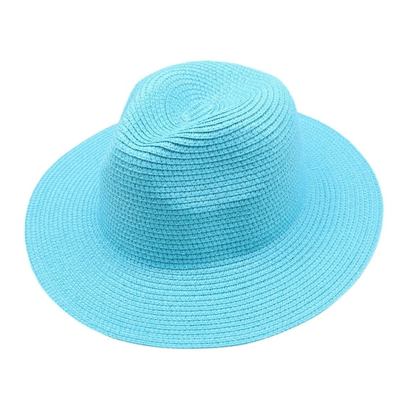 AWZXDE Unisex Solid Color Foldable Straw Wide Brim Sun Hat Casual Beach ...