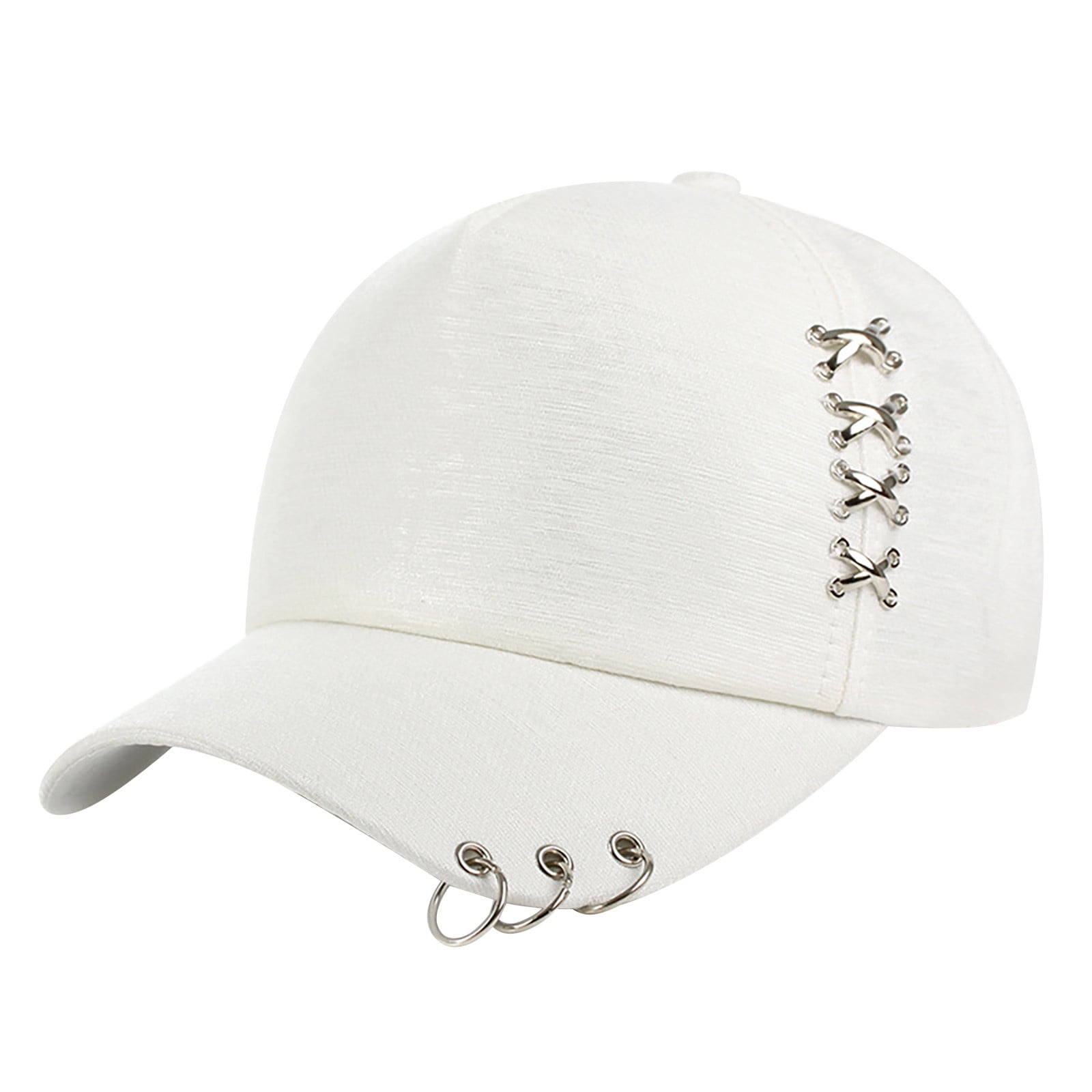 AWZXDE Unisex Solid Color Metal Rings Fashion Baseball Hat Casual Cap ...