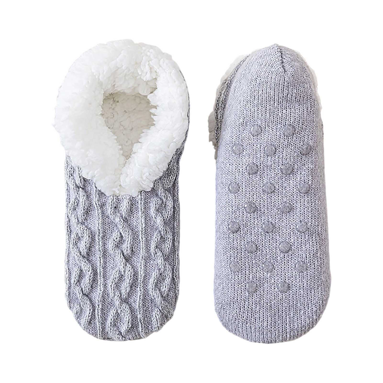 AWZXDE Unisex Solid Color Warm Lined Socks Cozy Knitted Warm Socks with ...