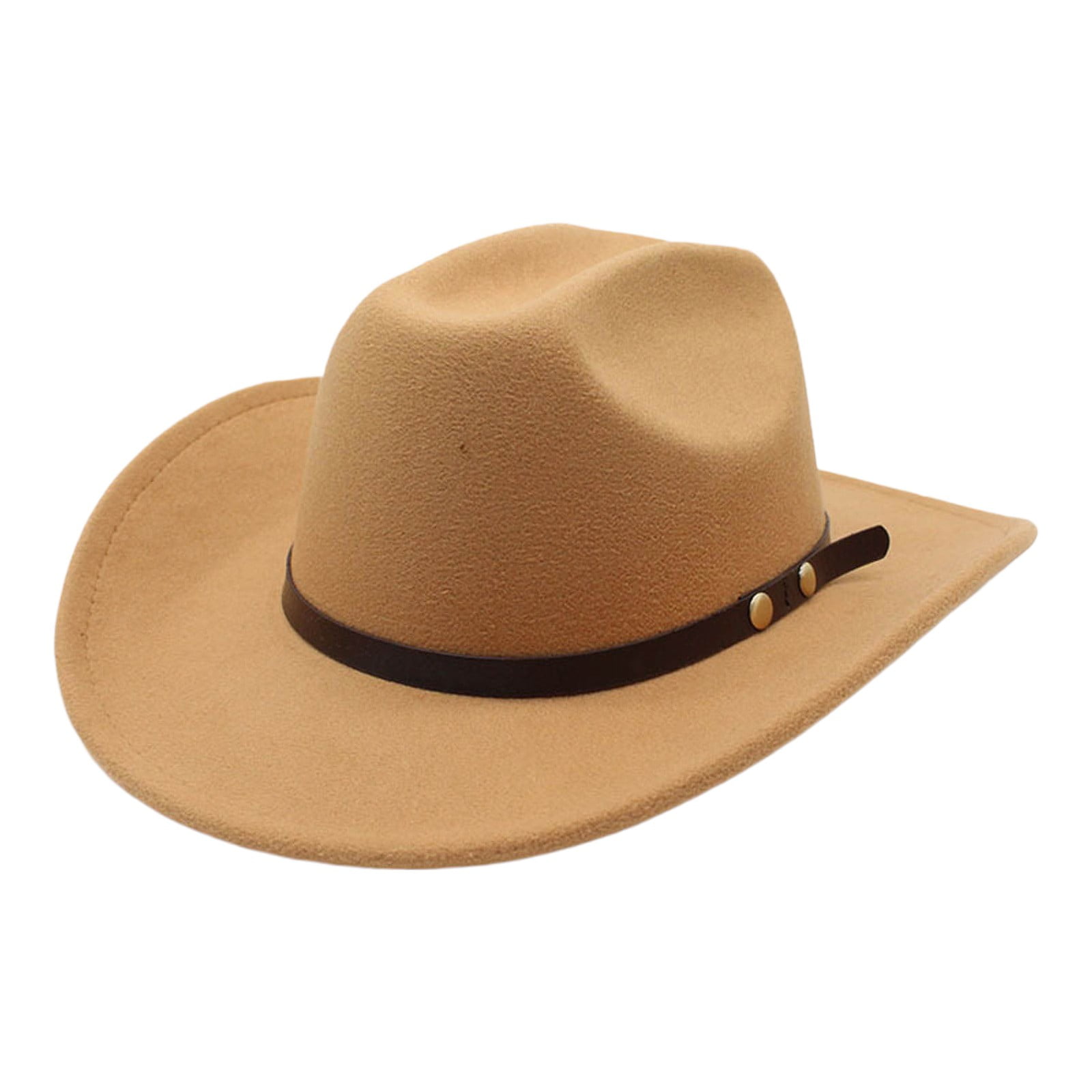 AWZXDE Unisex Solid Color Wide Brim Fedora Hat Autumn Winter Flat Brim ...