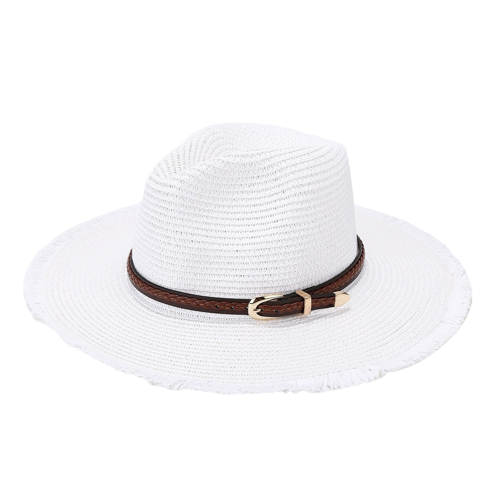 AWZXDE Unisex Sun Hat Fashion Casual Wide Brim Straw Design With ...