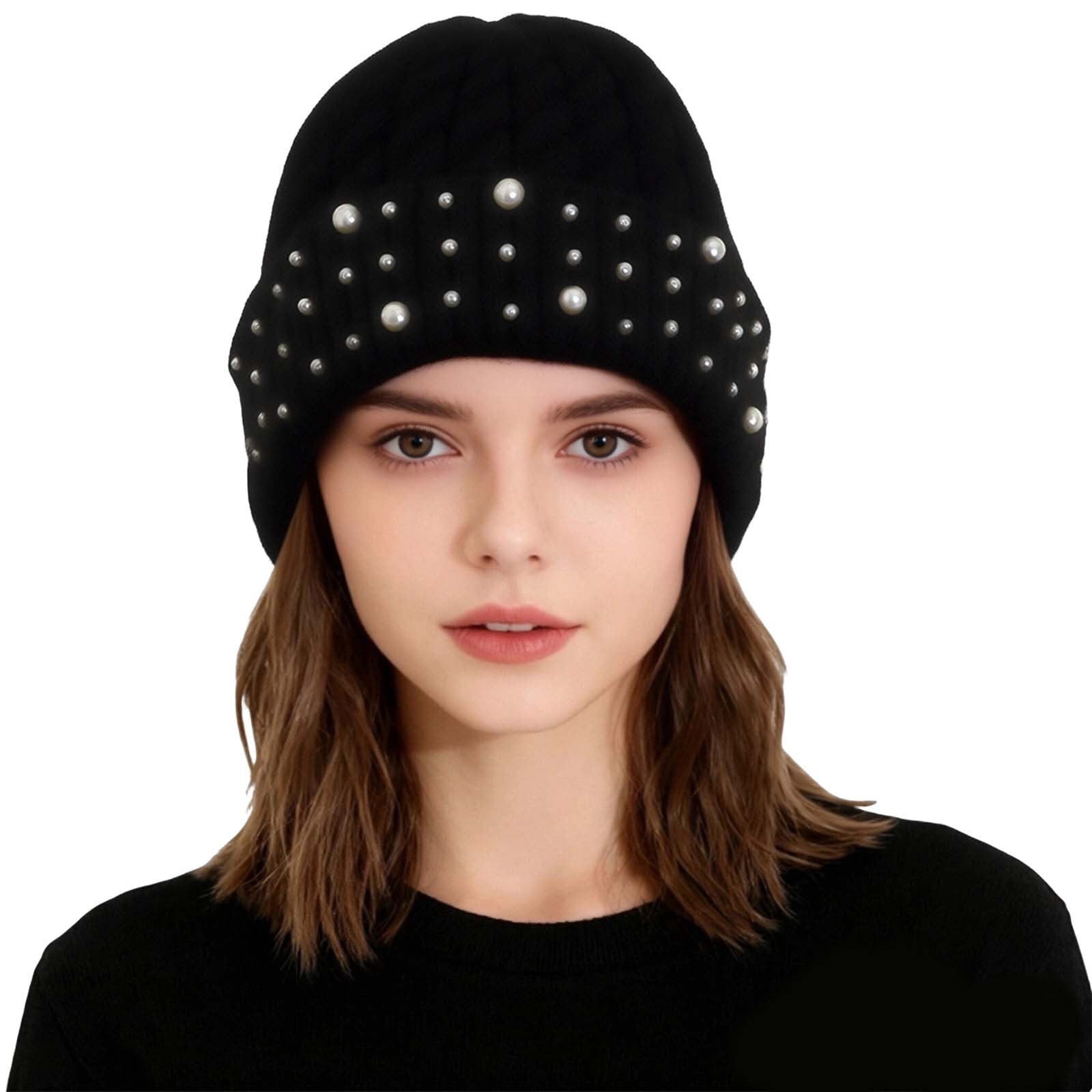 AWZXDE Versatile Winter Knit Hat with Bead Dome for Warmth and Solid ...