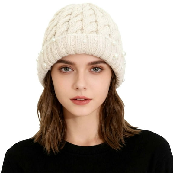 AWZXDE Versatile Winter Knit Hat with Bead Dome for Warmth and Solid ...