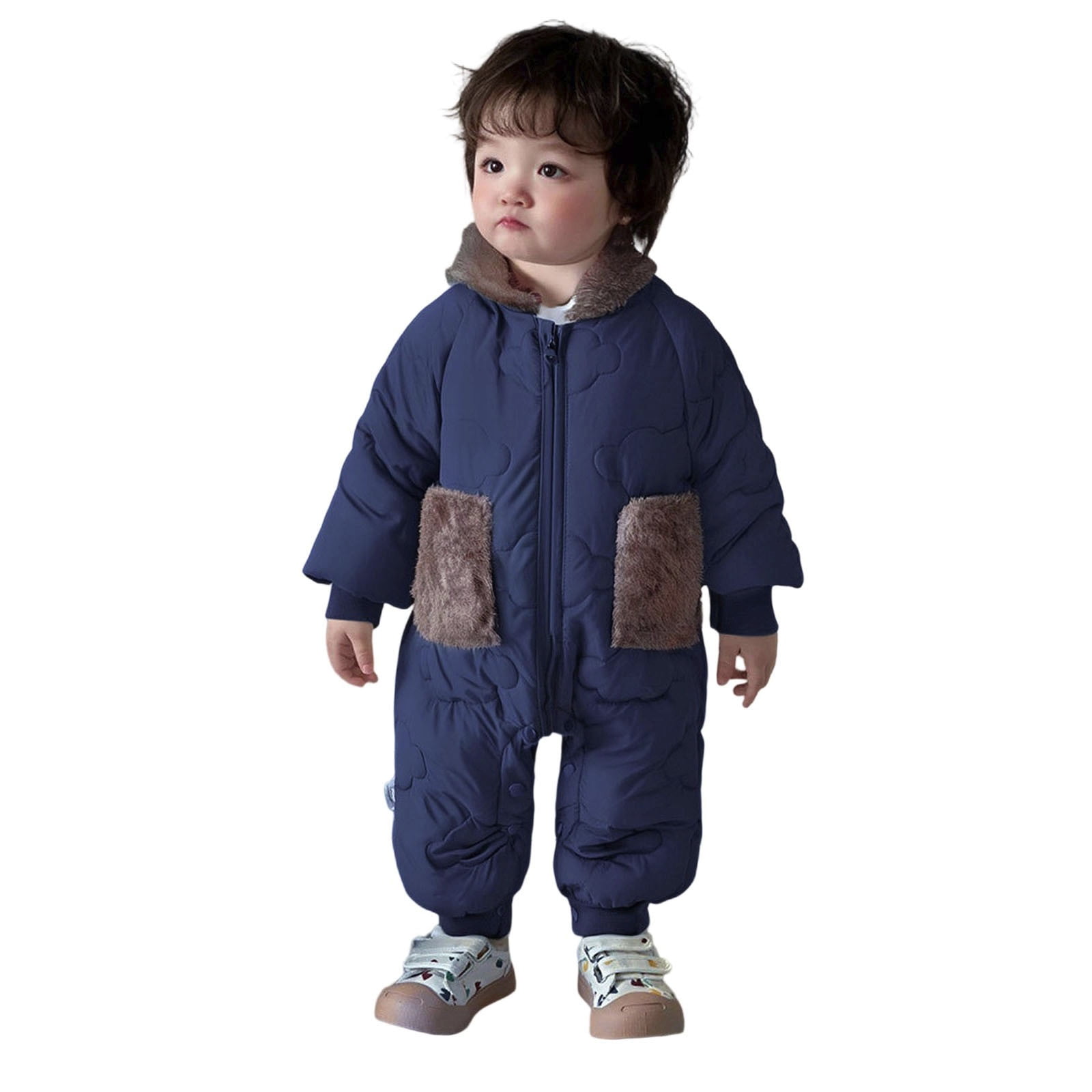 AWZXDE Winter Baby Boys Romper Jumpsuit Warm Thickened Thermal Winter ...