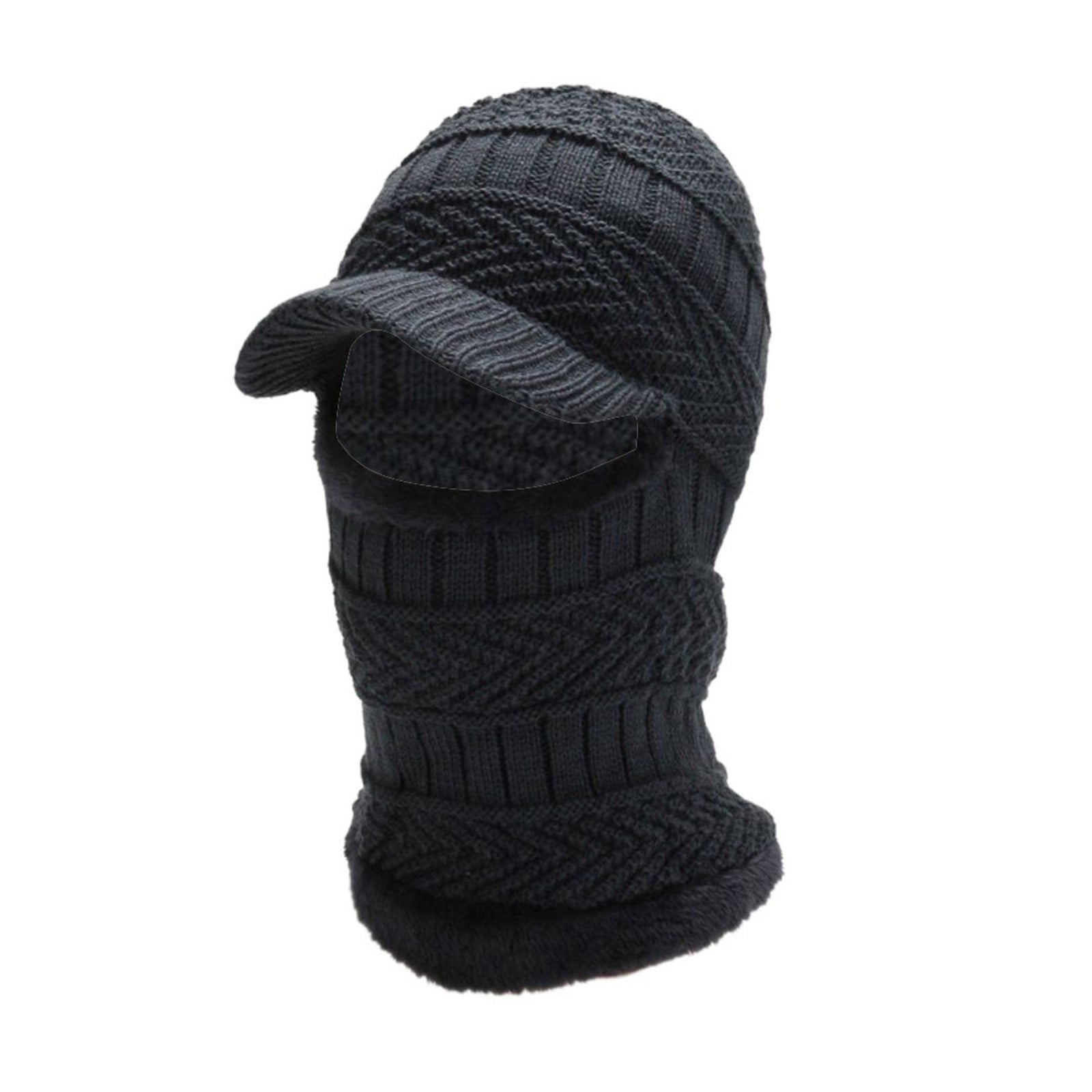 AWZXDE Winter Hat and Scarf One Piece Solid Color Lined Balaclava Face ...