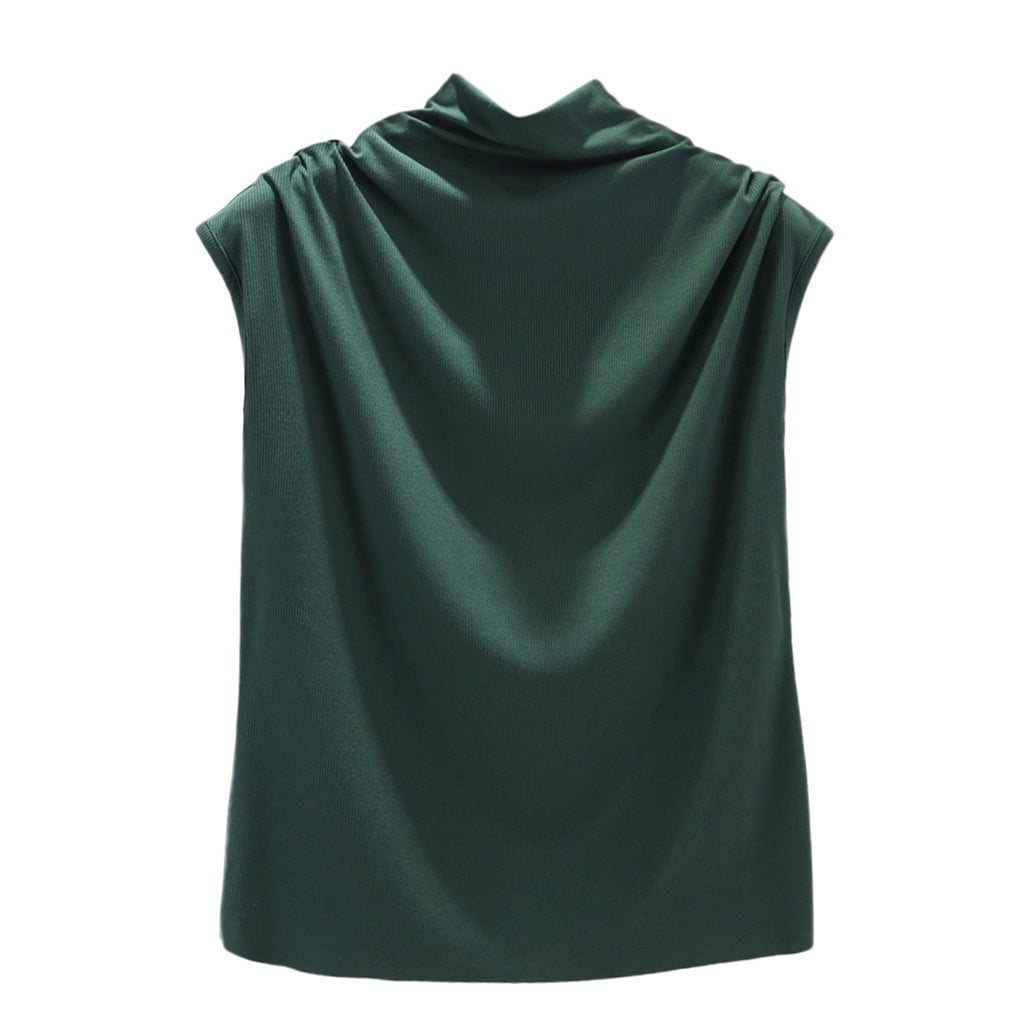 AWZXDE Women High Neck Sleeveless Halter Tank Top Pure Color Loose Fit ...