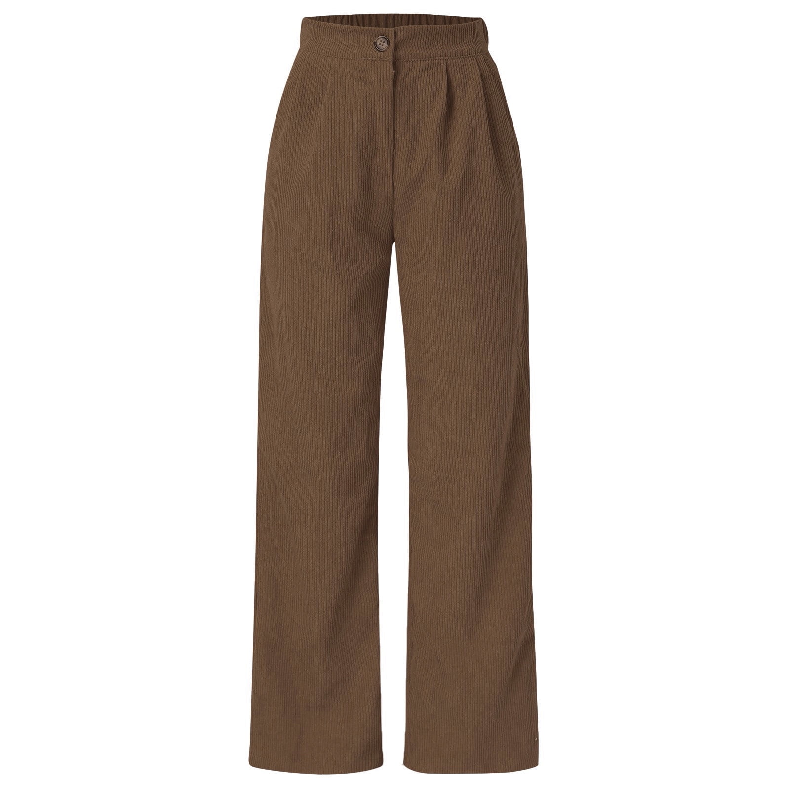 AWZXDE Women's Button Fly Corduroy Pants Detective Style Wide Leg Puff ...