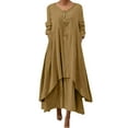 AWZXDE Women's Casual Solid Color Loose Asymmetric Linen Long Dress ...