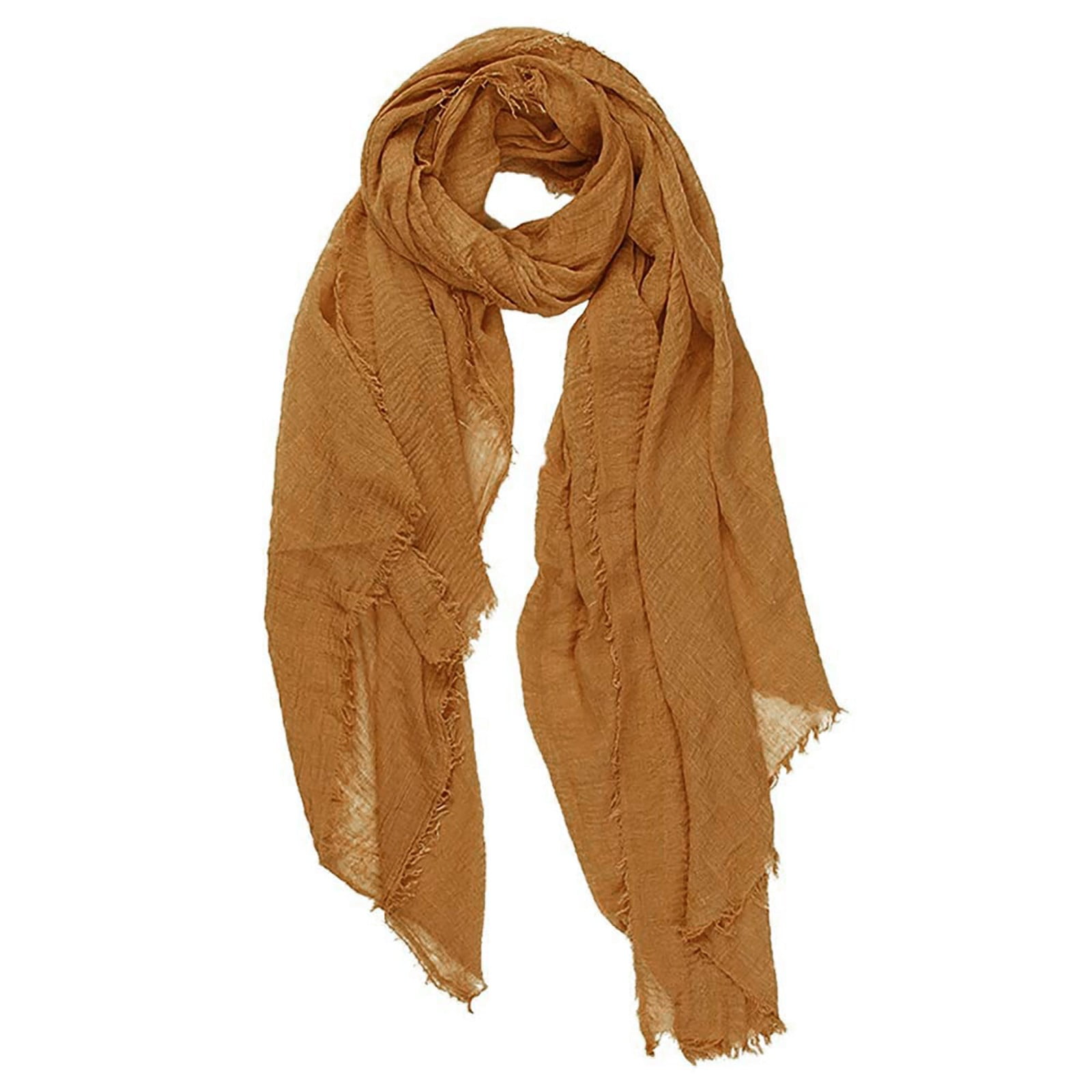 AWZXDE Women's Casual Solid Color Ruffled Long Scarf - Lightweight ...