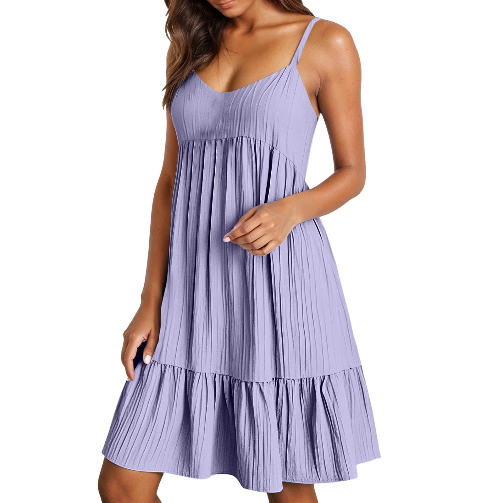 AWZXDE Women's Casual Summer Mini Dress Layered Ruffled Flowy ...