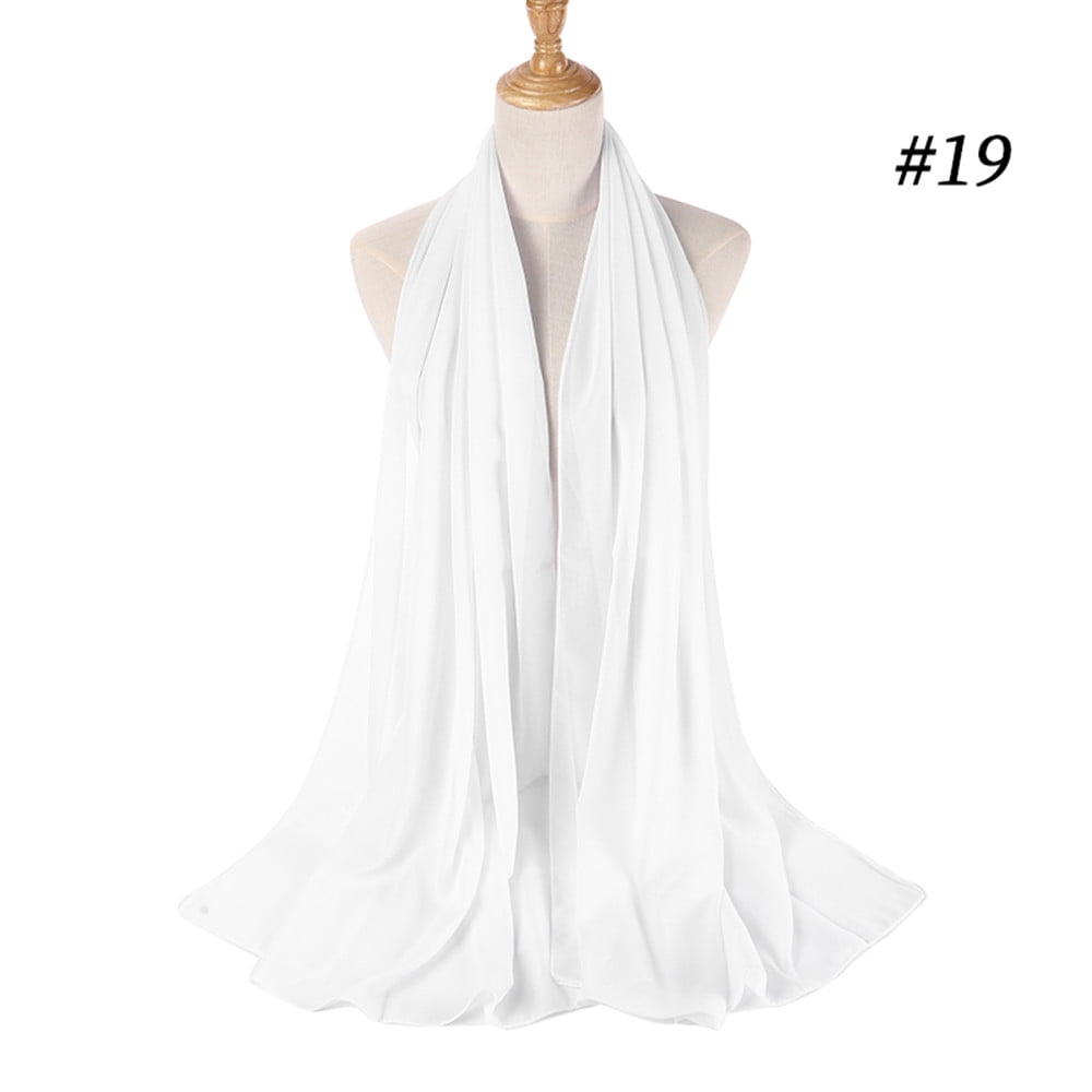 AWZXDE Women's Chiffon Crinkled Solid Color Head Scarf - Elegant ...