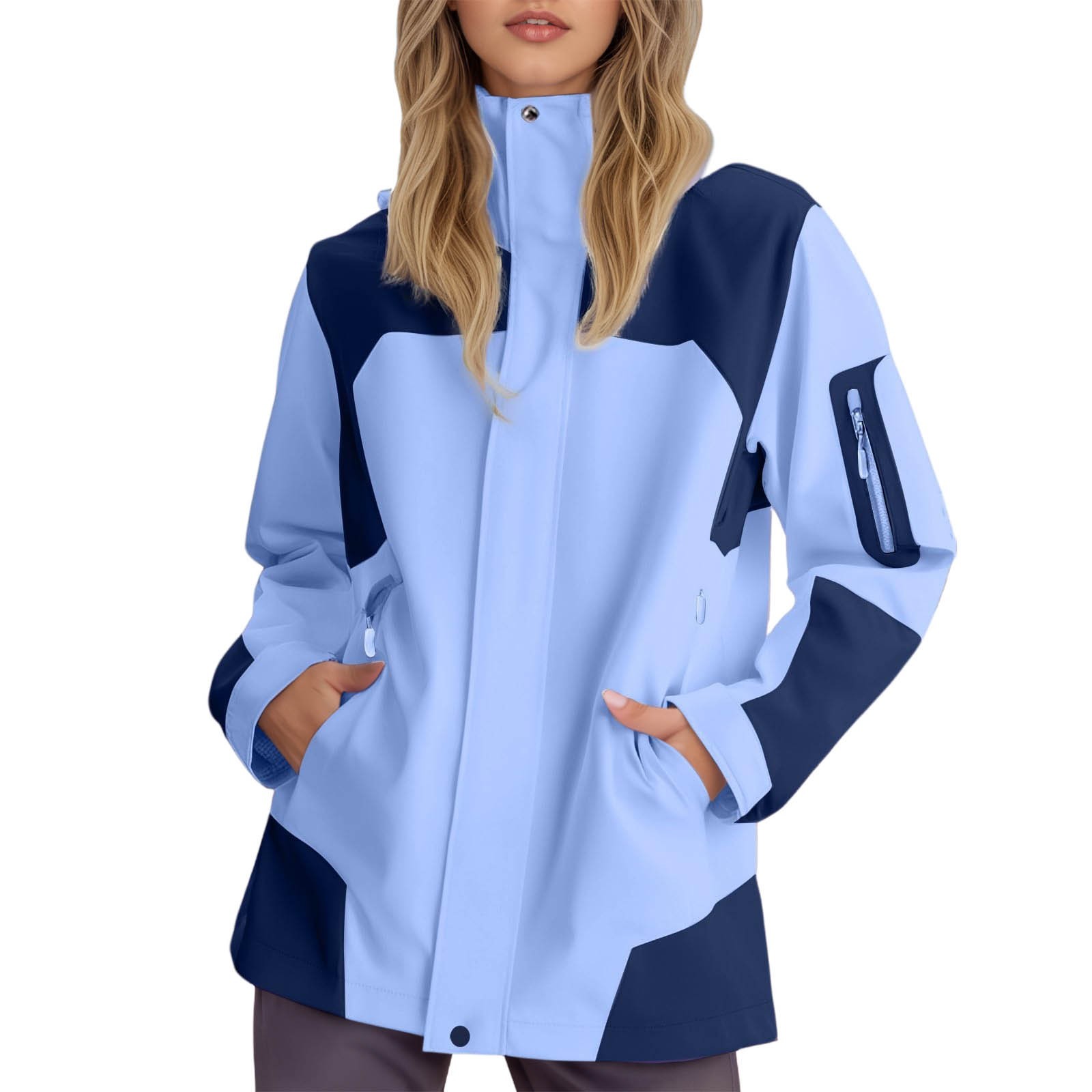AWZXDE Women’s Coats and Jackets Color-Blocked Windbreaker Jacket for ...