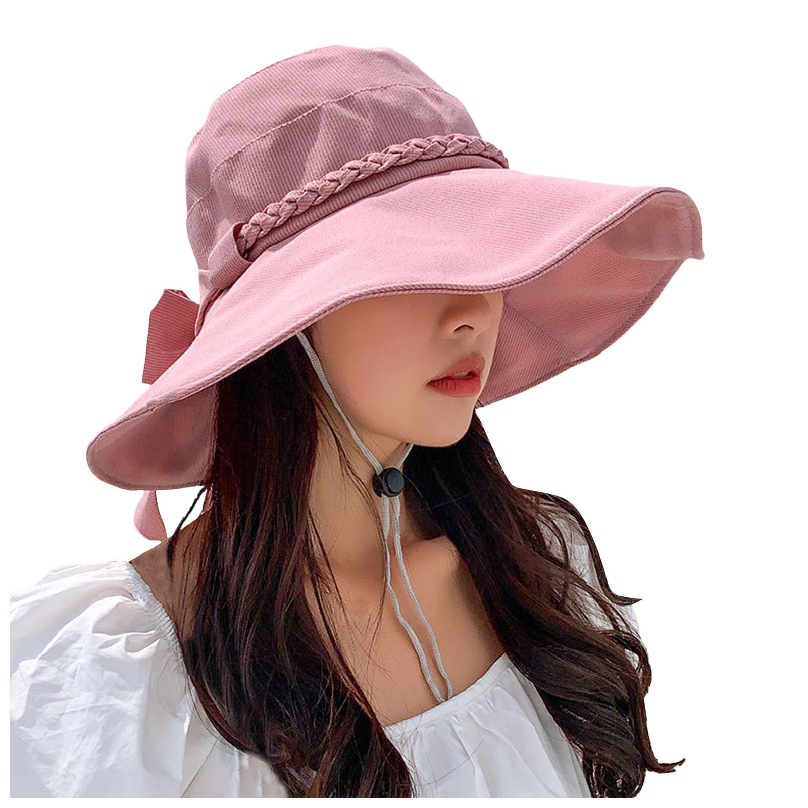 AWZXDE Women's Crinkle Brim Round Crown Wide Brim Sun Hat Loose Fit ...