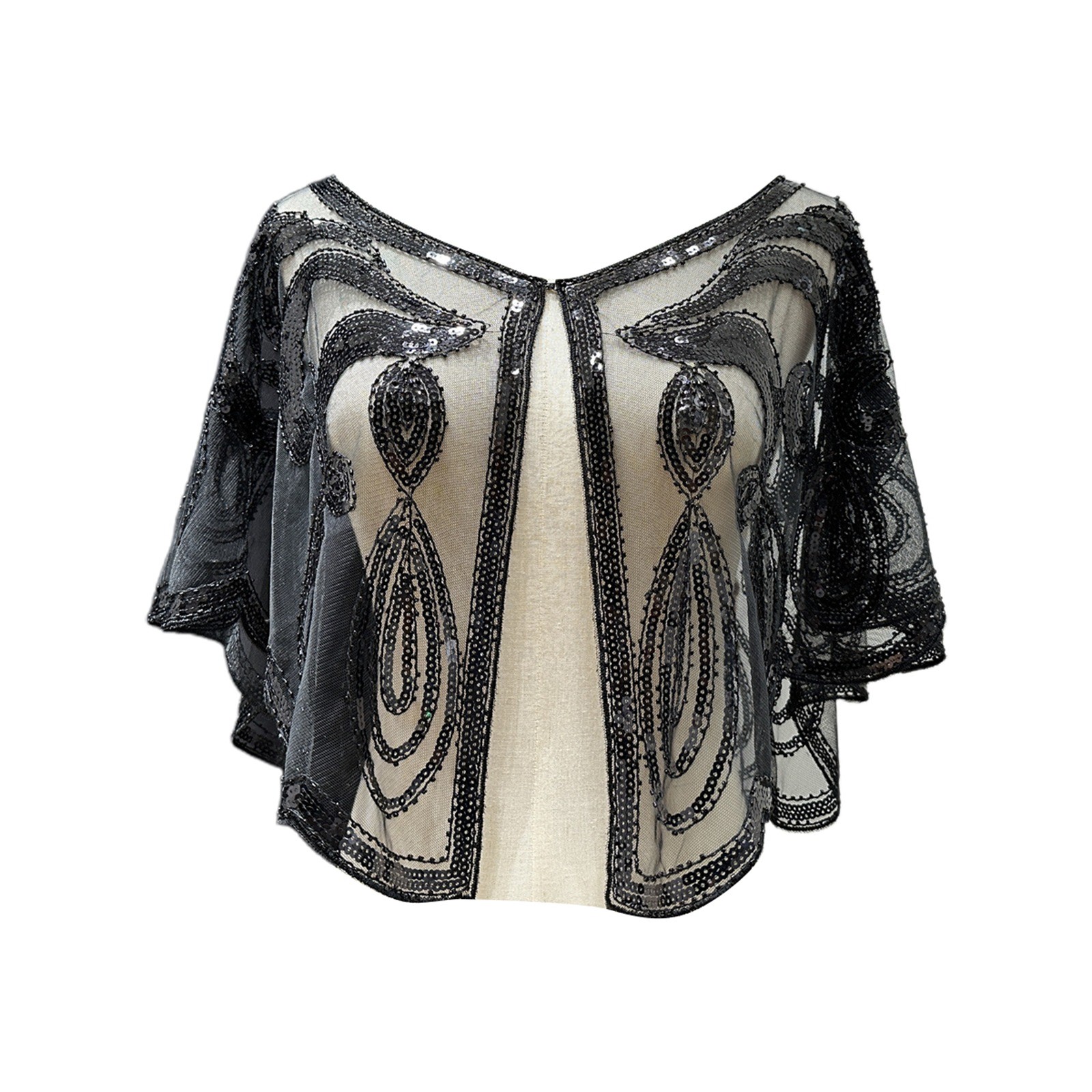AWZXDE Women's Embroidery with Sequin Bead Short Shawl for Evening ...