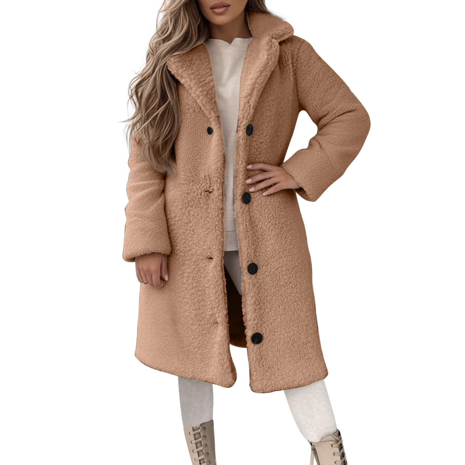 AWZXDE Women's Fall Coats and Winter Coats Long Sleeve Notched Collar ...