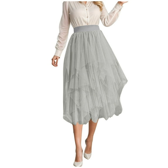 AWZXDE Women's Fashion Elegant Half Skirt Medium Length High Waisted ...