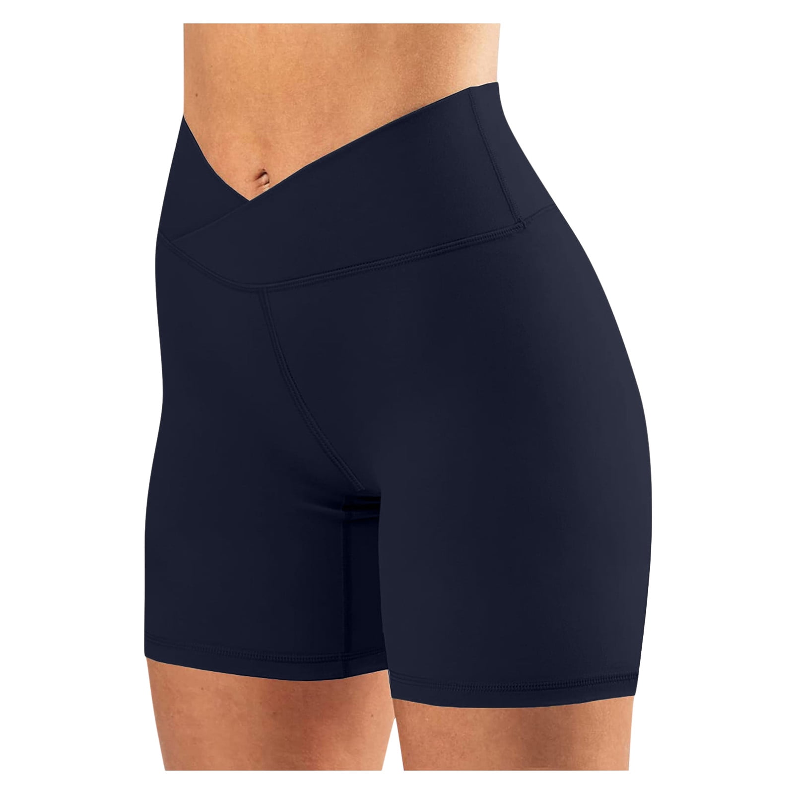 AWZXDE Women's High Waist Workout Shorts Solid Yoga Shorts for Cycling ...