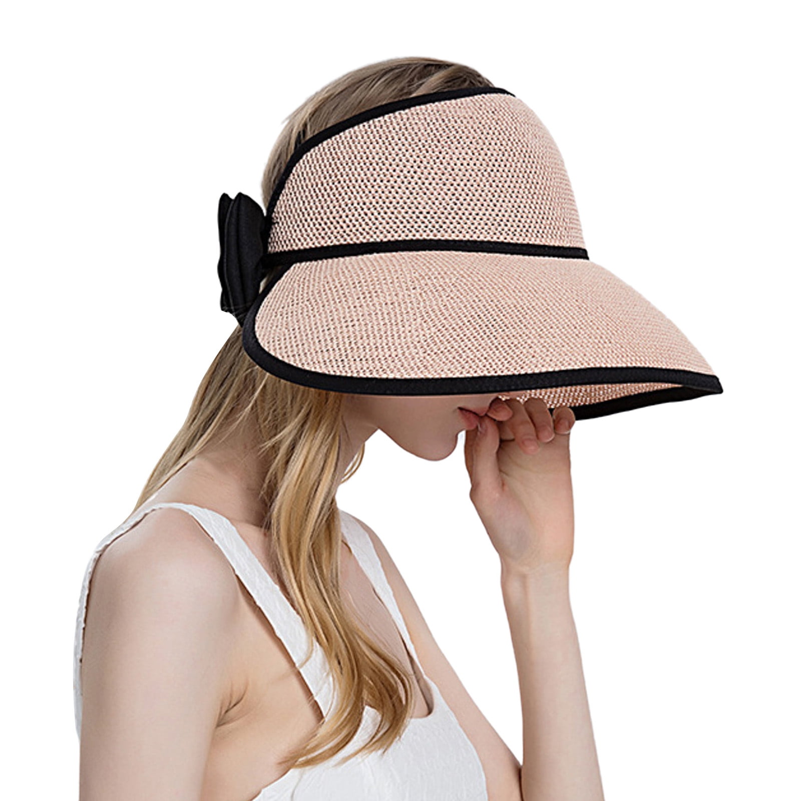 AWZXDE Women's Outdoor Solid Sun Hat with Back Bow, Finish Casual Cap for Sun Pink,One Size ...