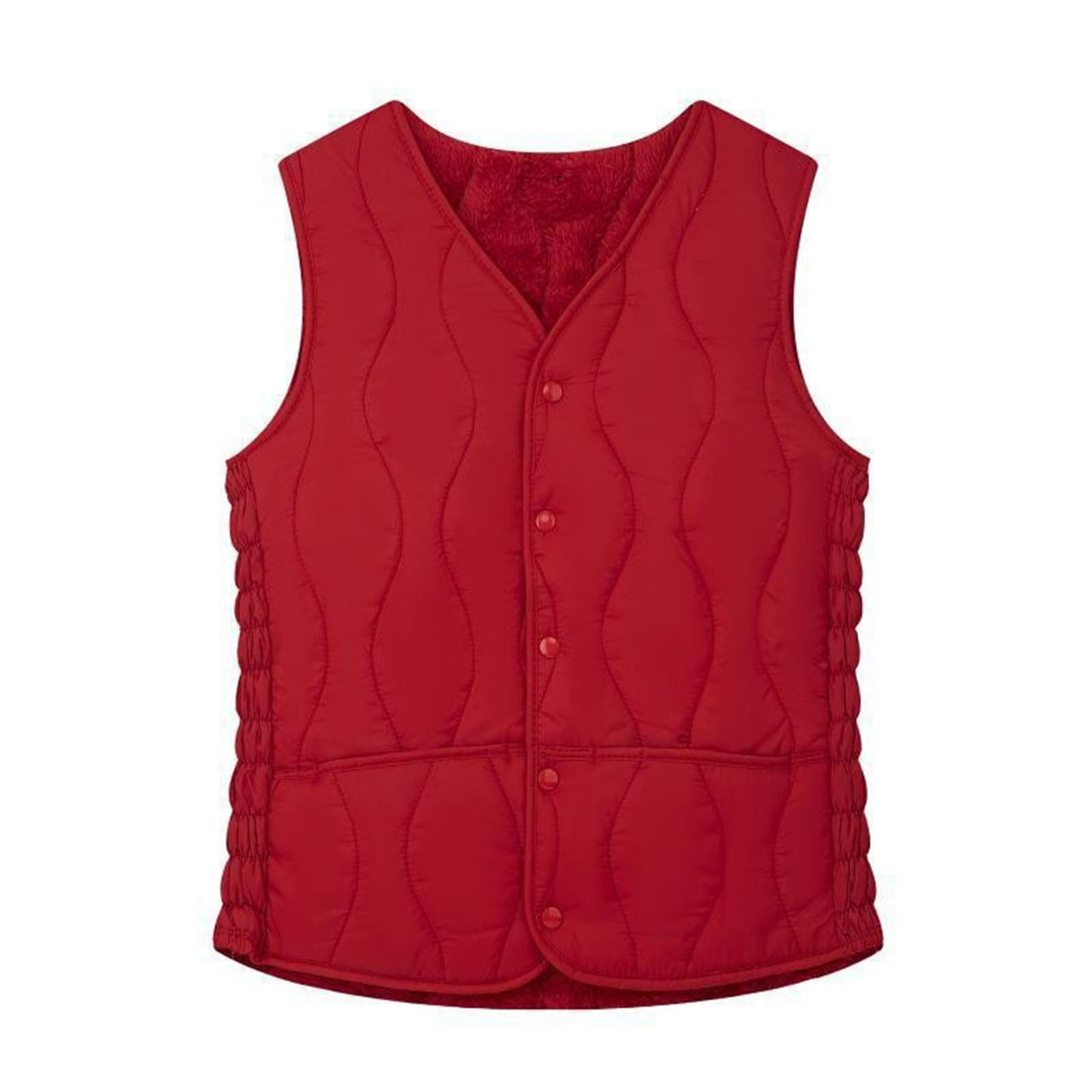 AWZXDE Women's Quilted Short Puffer Vest Women Solid Color Button Down ...