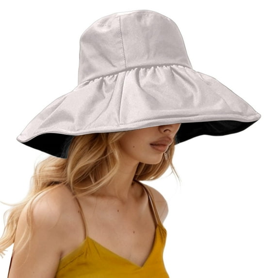 AWZXDE Women's Simple Solid Color Sun Hat With Wavy Brim Design Fashion ...