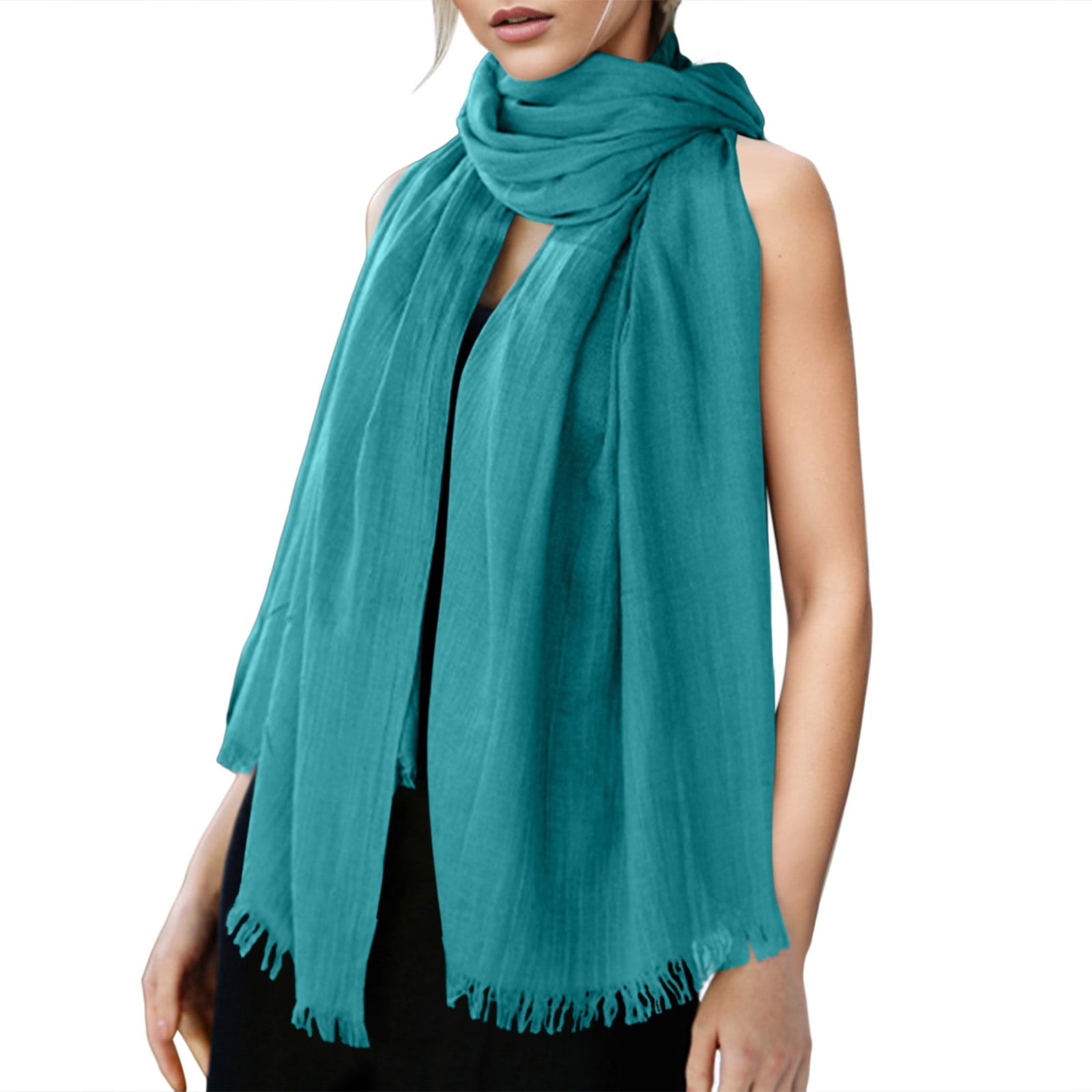 AWZXDE Women's Solid Color Bohemian Beach Sun Long Scarf - Lightweight ...