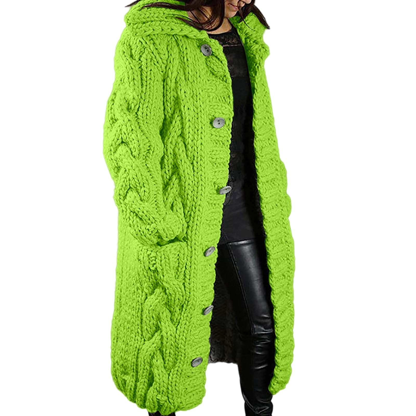 AWZXDE Women's Solid Color Cardigan Coat Design Knit Fashion Casual ...