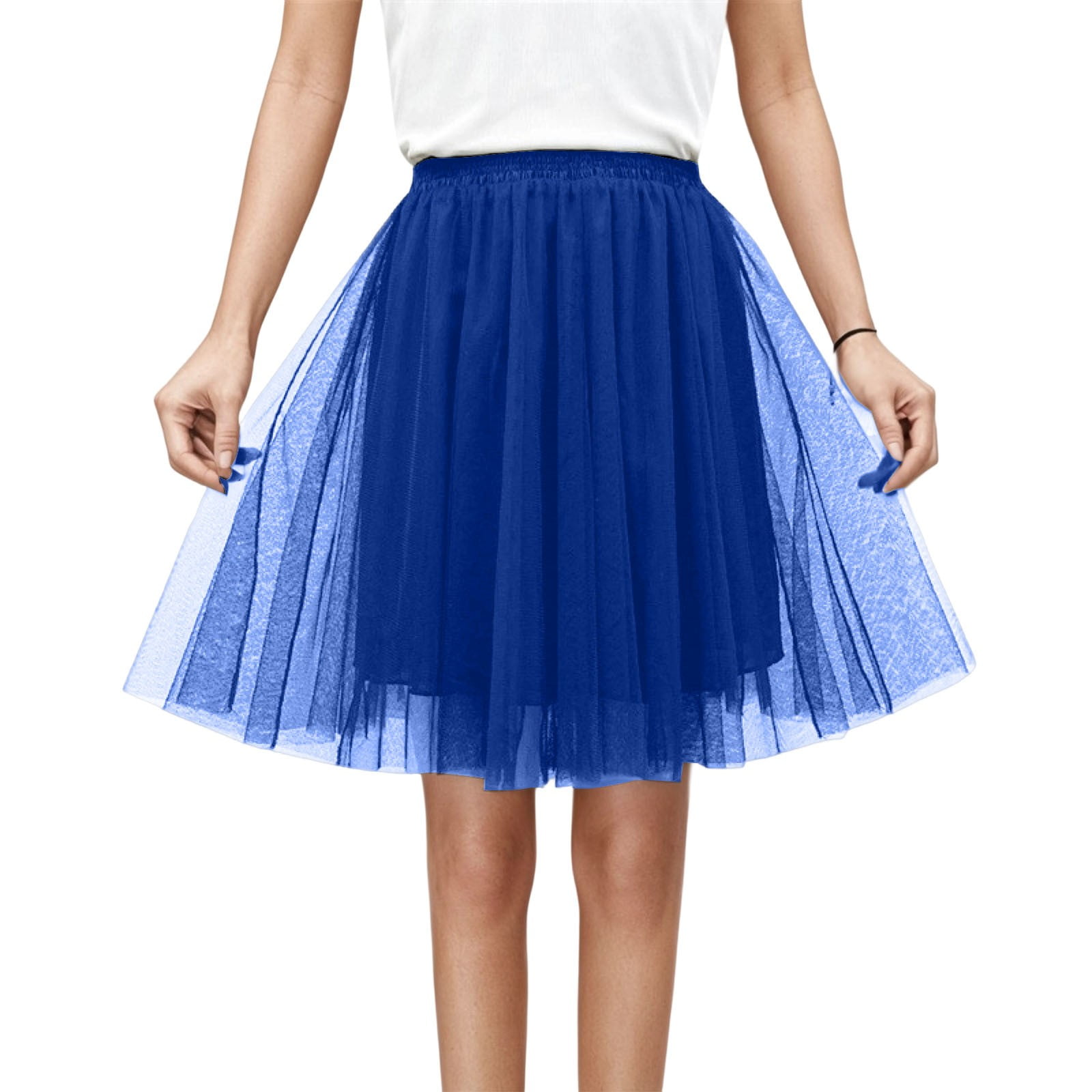 AWZXDE Women's Solid Color Casual Sheer Overlay Short Skirt Fashion ...