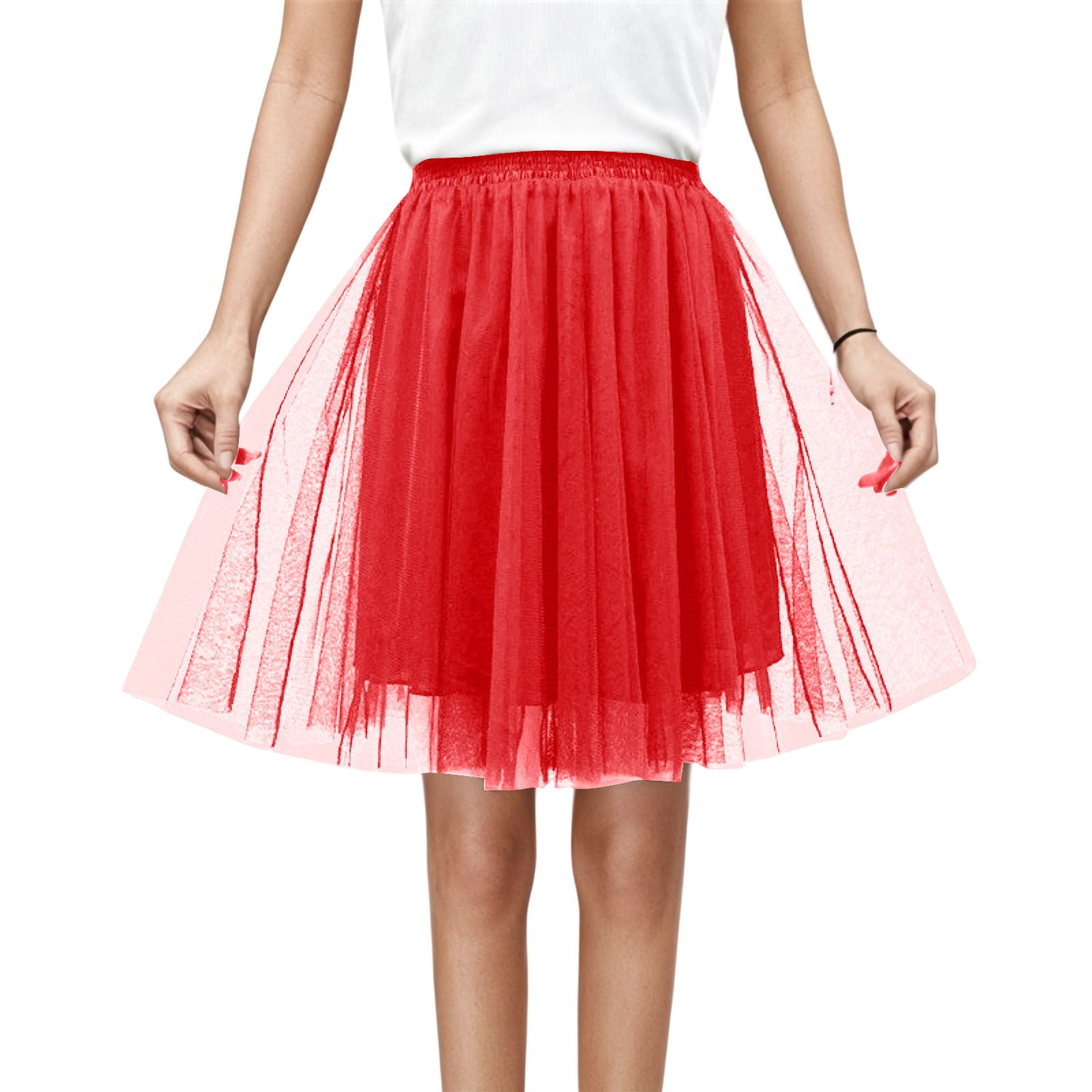 AWZXDE Women's Solid Color Casual Sheer Overlay Short Skirt Fashion ...