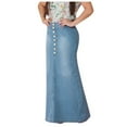 AWZXDE Women's Solid Color Simple Retro Denim Mermaid Long Dress Semi ...