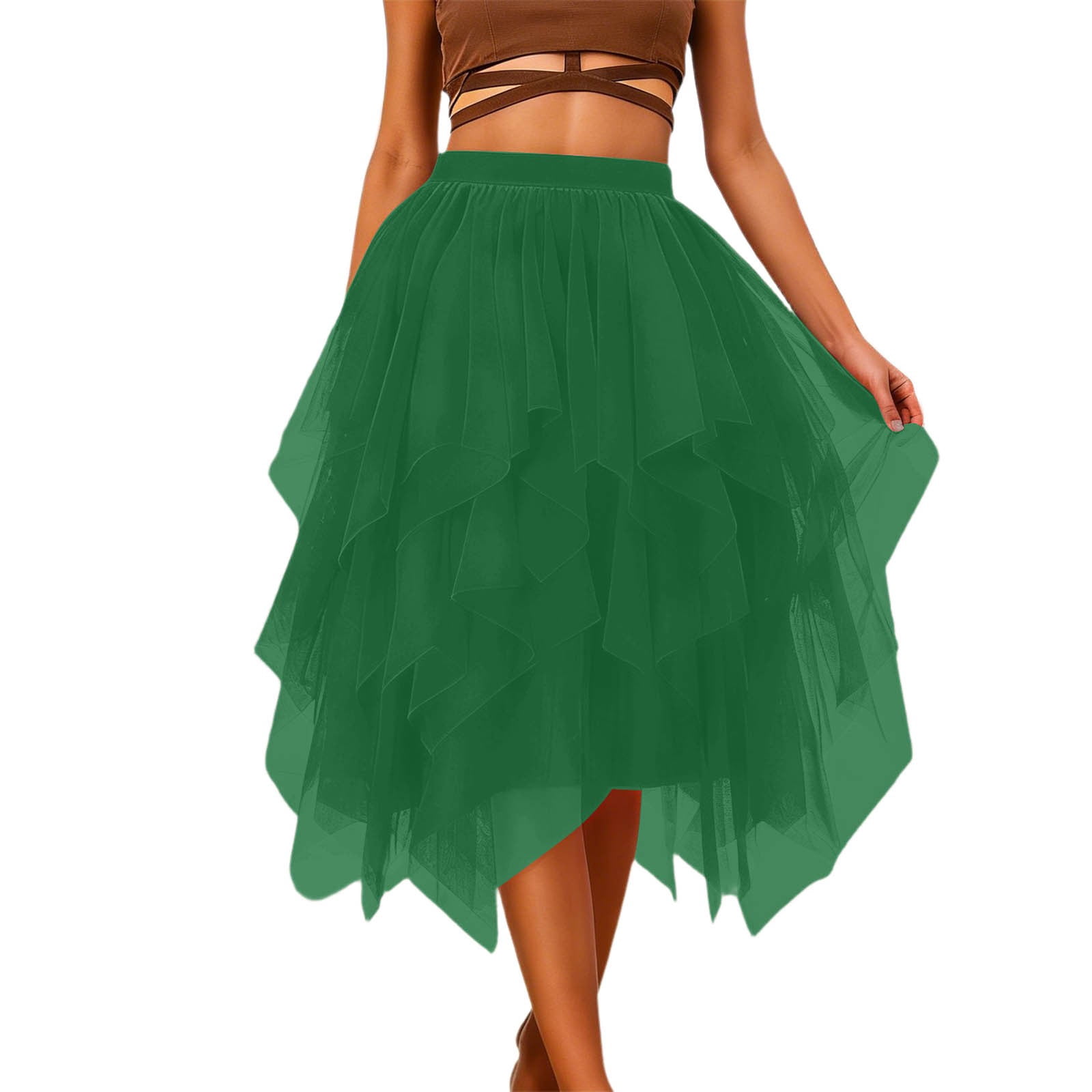 AWZXDE Women's Solid Color Skirt Fashion Versatile Casual Asymmetrical ...