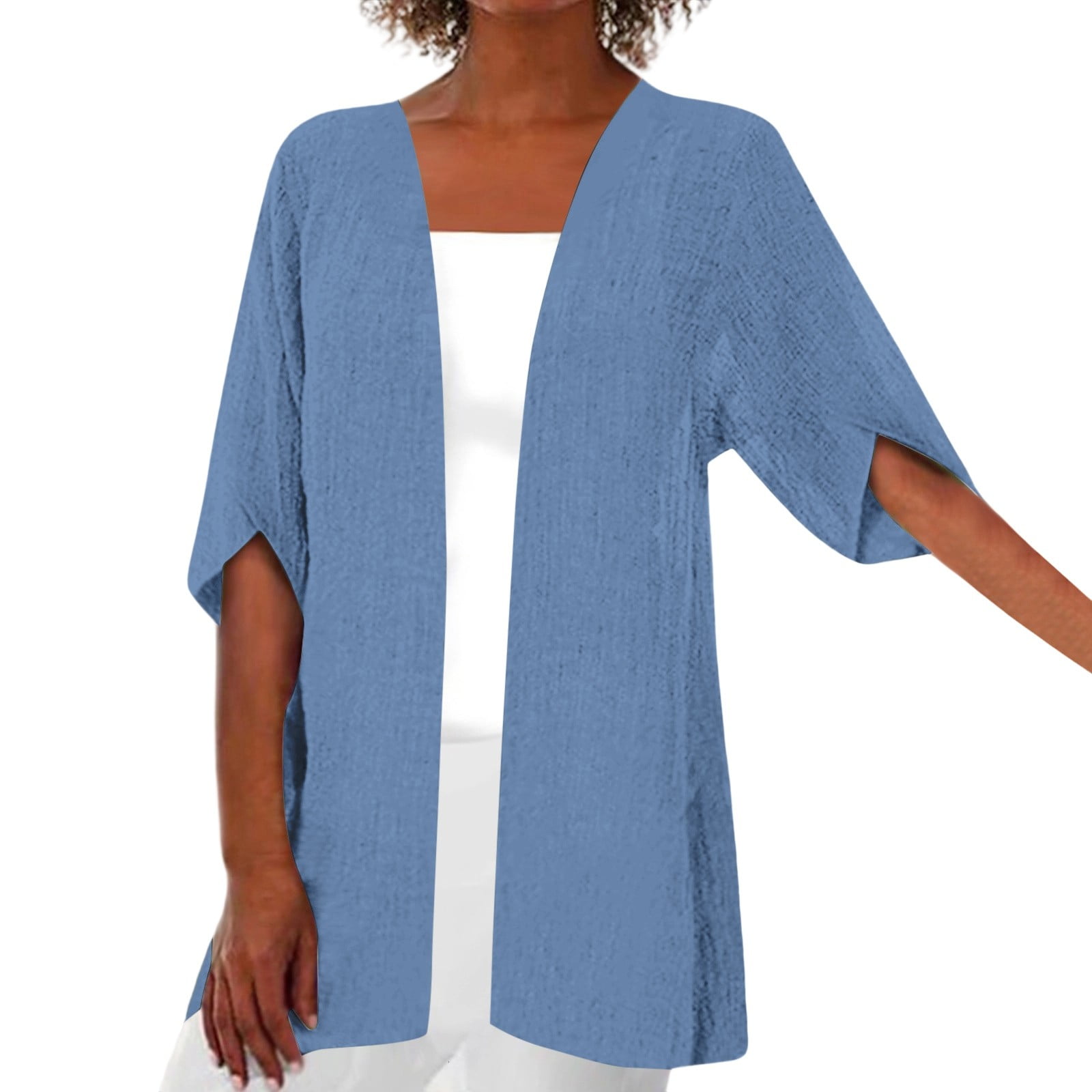 AWZXDE Women's Solid Color Spring Summer Casual Medium Sleeve ...