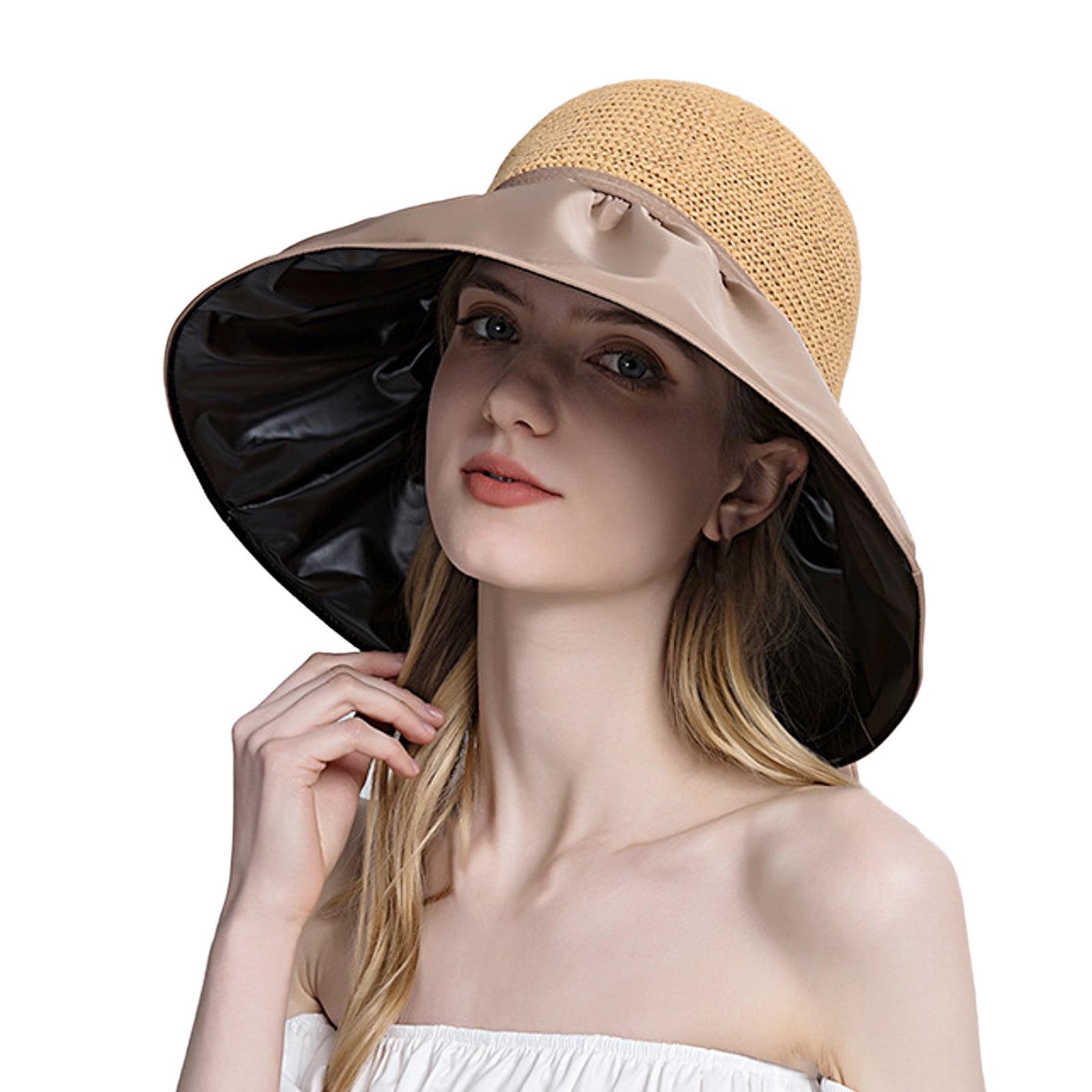 AWZXDE Women's Solid Outdoor Wide Brim Sun Hat, Fashionable Cap for ...