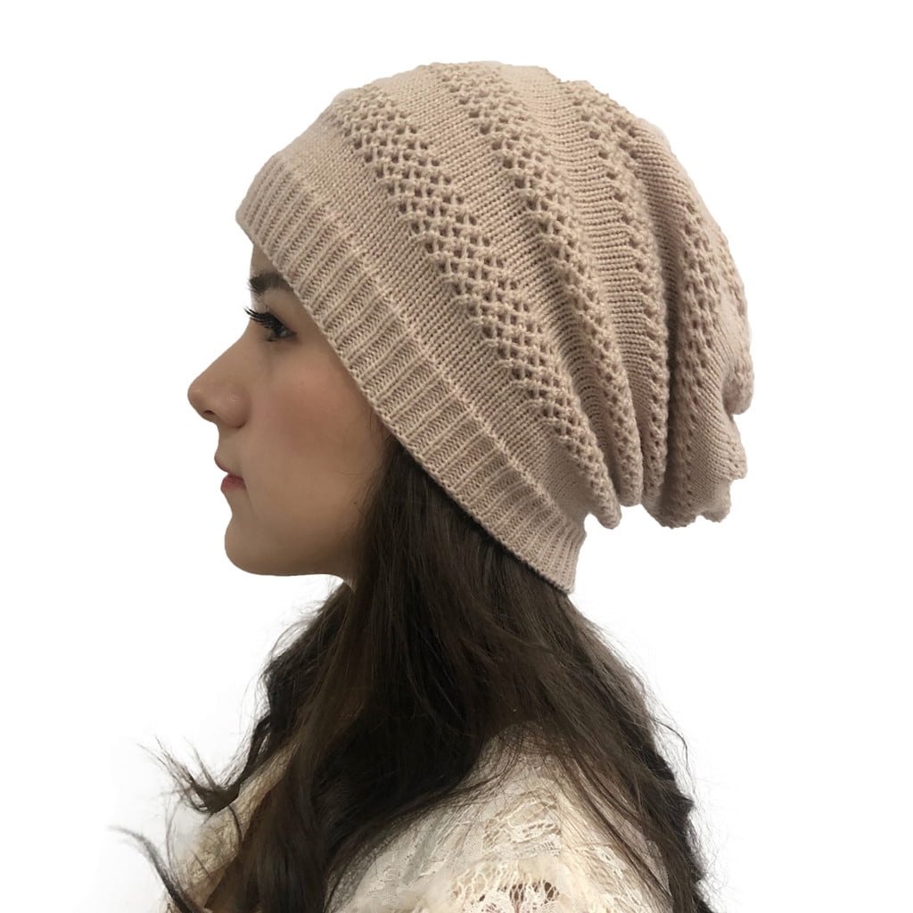 AWZXDE Women's Warm Knit Hat with Hollow Design and Solid Color Lines ...