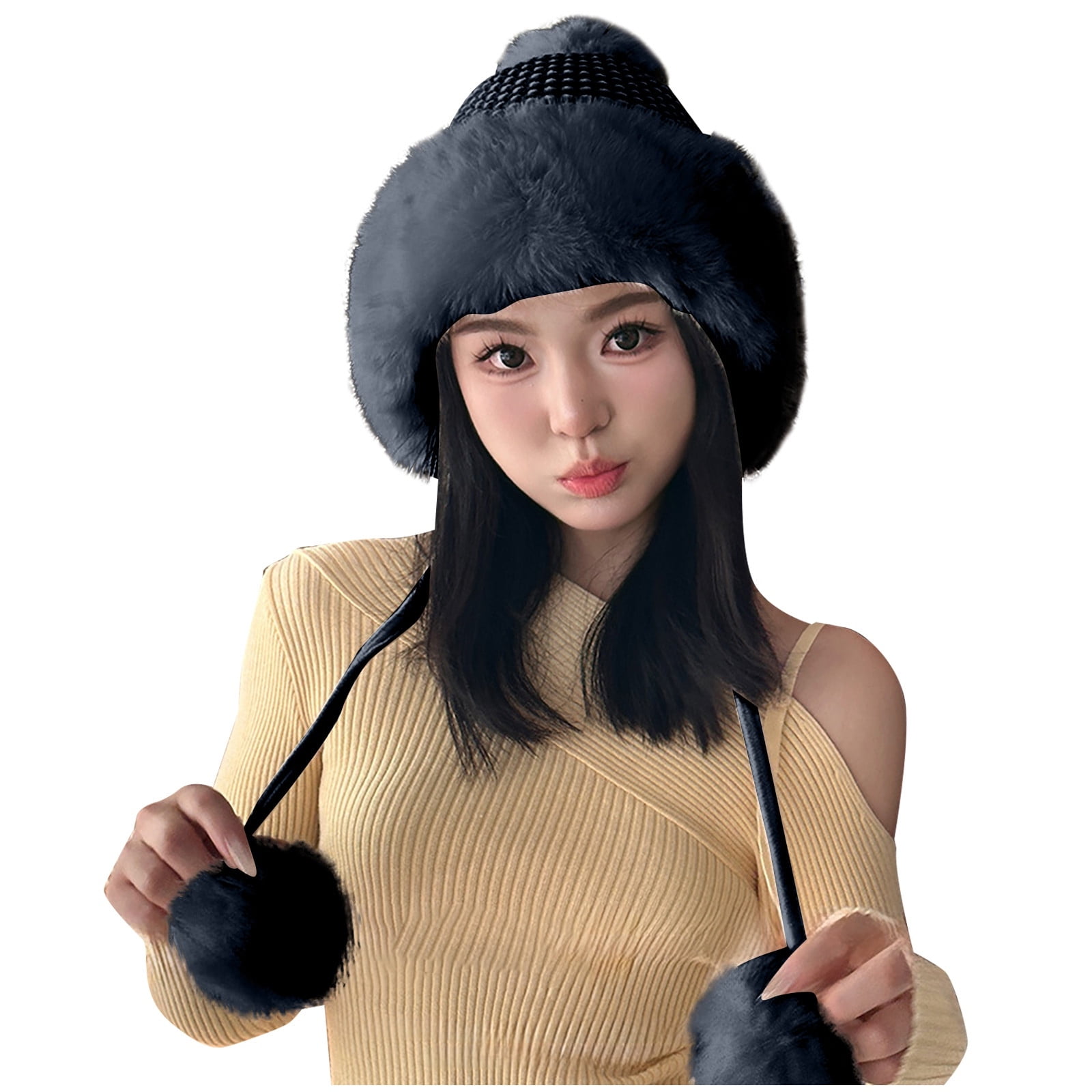 AWZXDE Women's Winter Knit Hat with Pom Pom Design Solid Color Warm ...